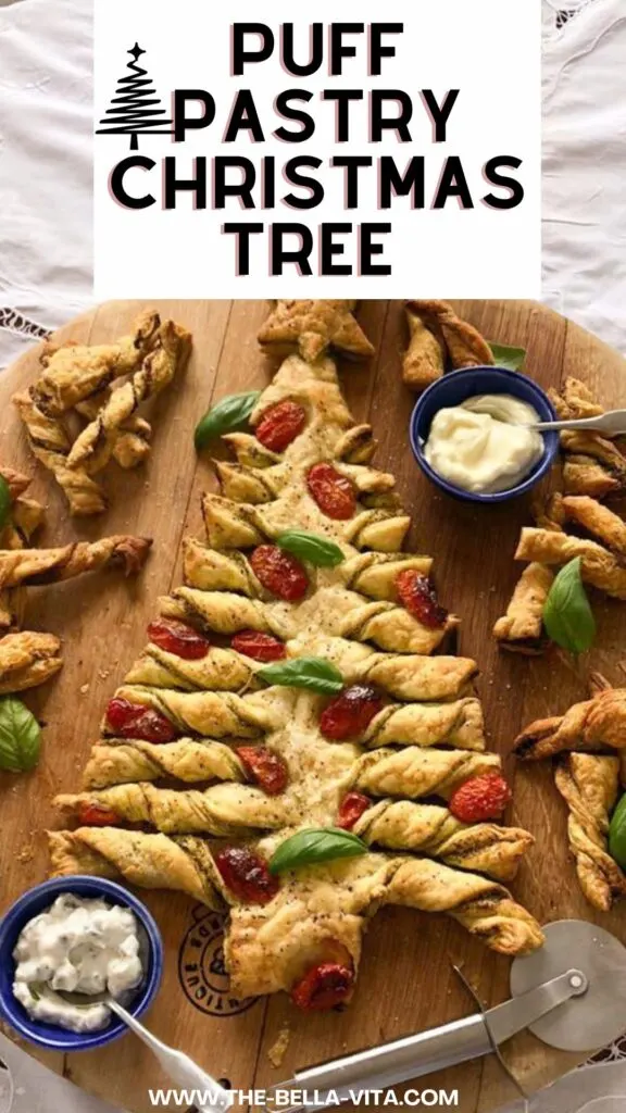 Puff Pastry Christmas Tree Appetizer With Pesto - The Bella Vita